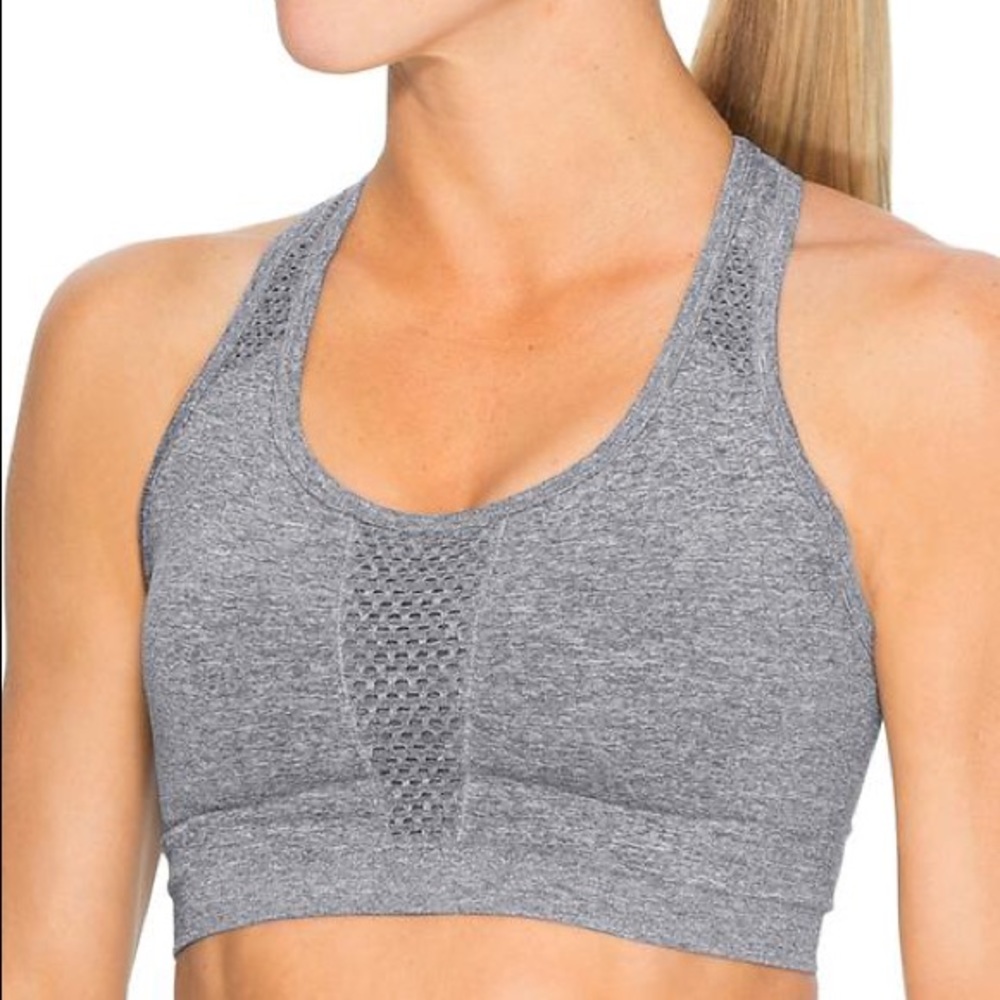 Athleta Gray Sprint Laser Cut Seamless Sports Bra - Gem